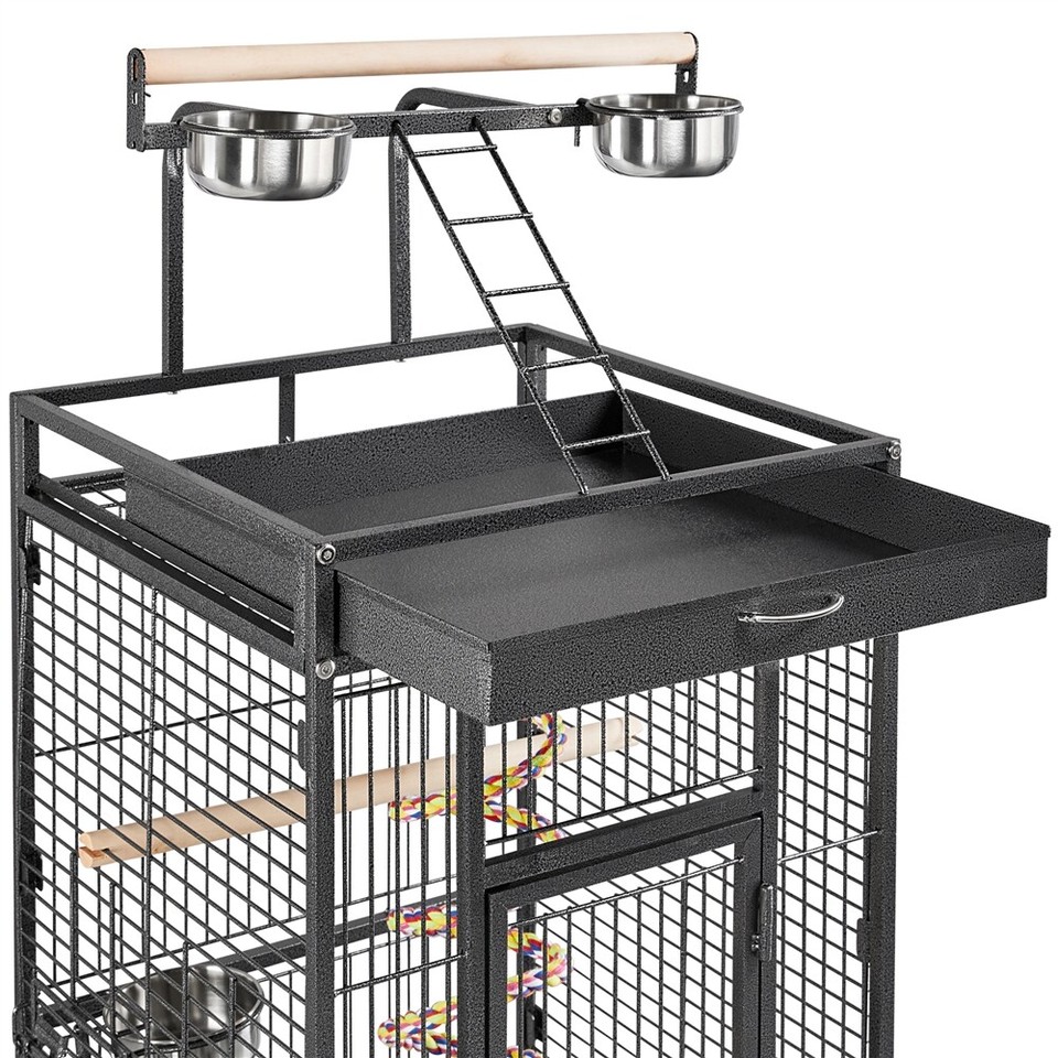 68/61-Inch Large Parrot Bird Cage With Playtop/Rolling Stand/Bungee ...
