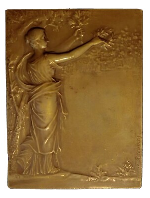 Art Nouveau Plaque by F. Rasumny"woman with laurel wreath "France 155gr ...