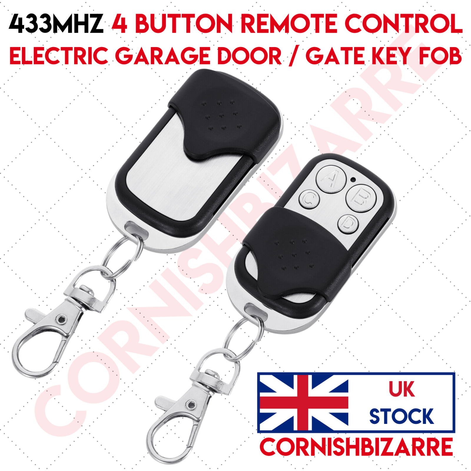433MHZ REMOTE CONTROL 4 BUTTON CLONING ELECTRIC GATE GARAGE DOOR KEY ...