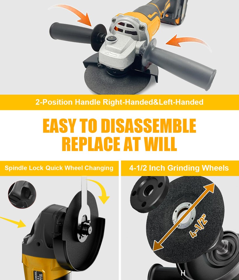 Cordless Angle Grinder for Dewalt 20V Max Battery Metal Grinder Disc ...