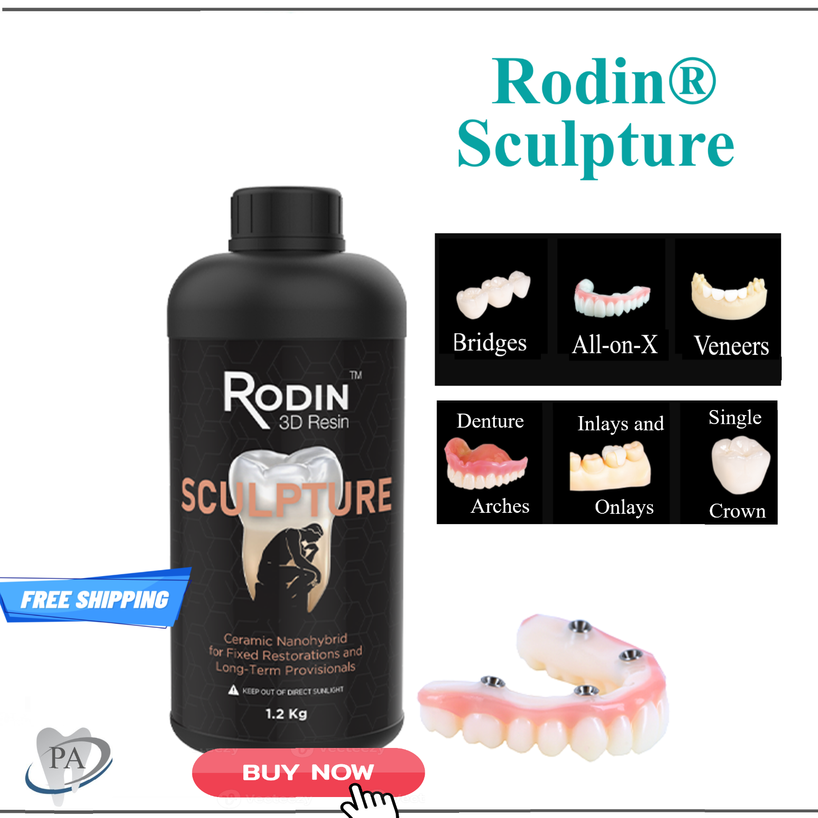 3D Resin Rodin Sculpture Ceramic Nanohybrid Shade 0M3 (Bleach), A1 ...