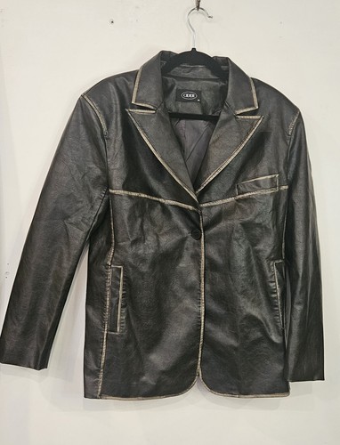 Cider Mens Xs Faux Leather Jacket Distressed Blazer Brown | eBay