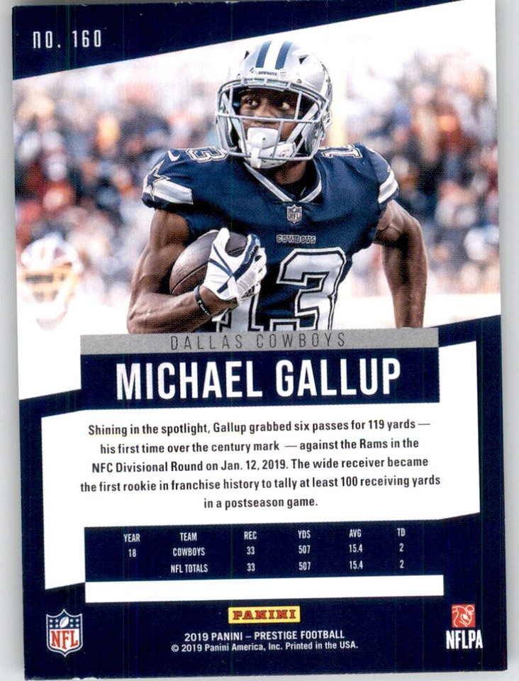 2019 Prestige Michael Gallup NFL PWE Base Card Cowboys #160 | eBay