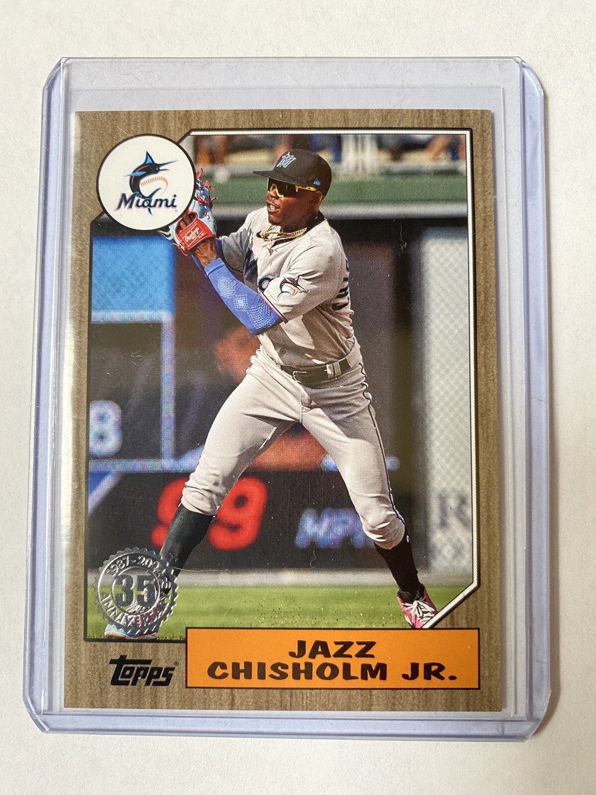 2022 Series 1 Topps Jazz Chisholm 35th Anniversary 1987 Gold Parallel ...