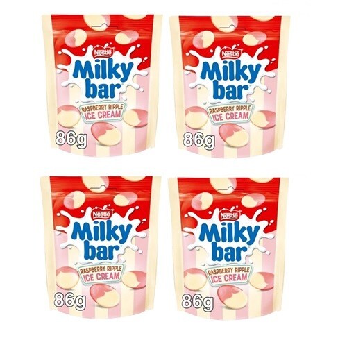 933909 4 x 86g POUCH NESTLE MILKYBAR RASPBERRY RIPPLE ICE CREAM FLAVOUR ...