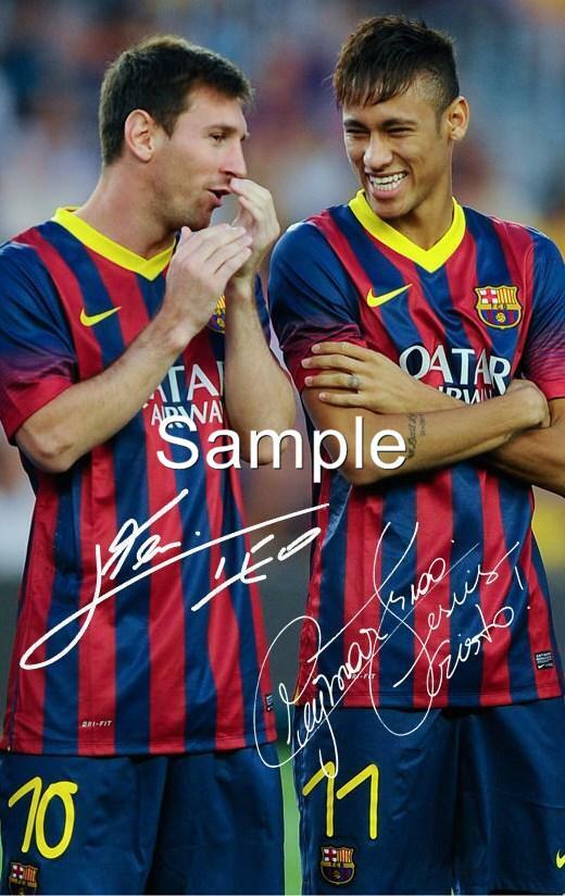Signed Lionel Messi Neymar JN Barcelona Photo Photograph Picture Frame ...