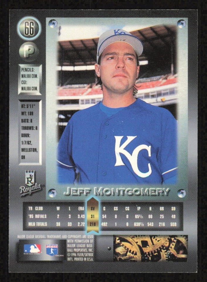 1996 Metal Universe JEFF MONTGOMERY card #66 KANSAS CITY ROYALS ...