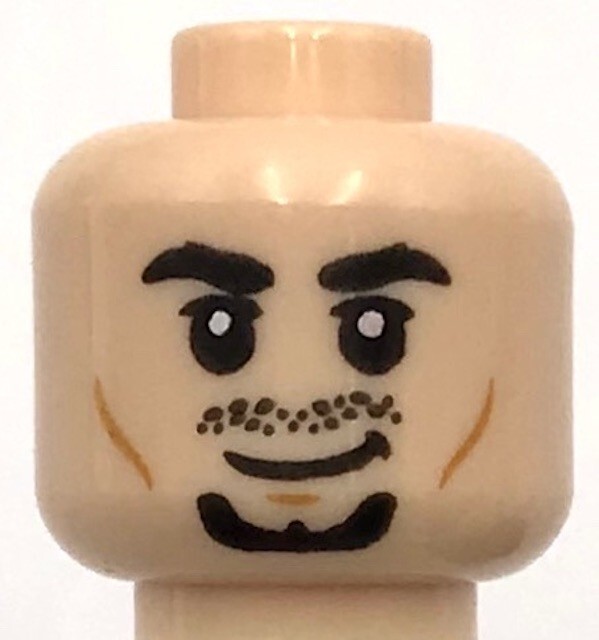 Lego New Light Nougat Minifigure Head Dual Sided Moustache Stubble ...