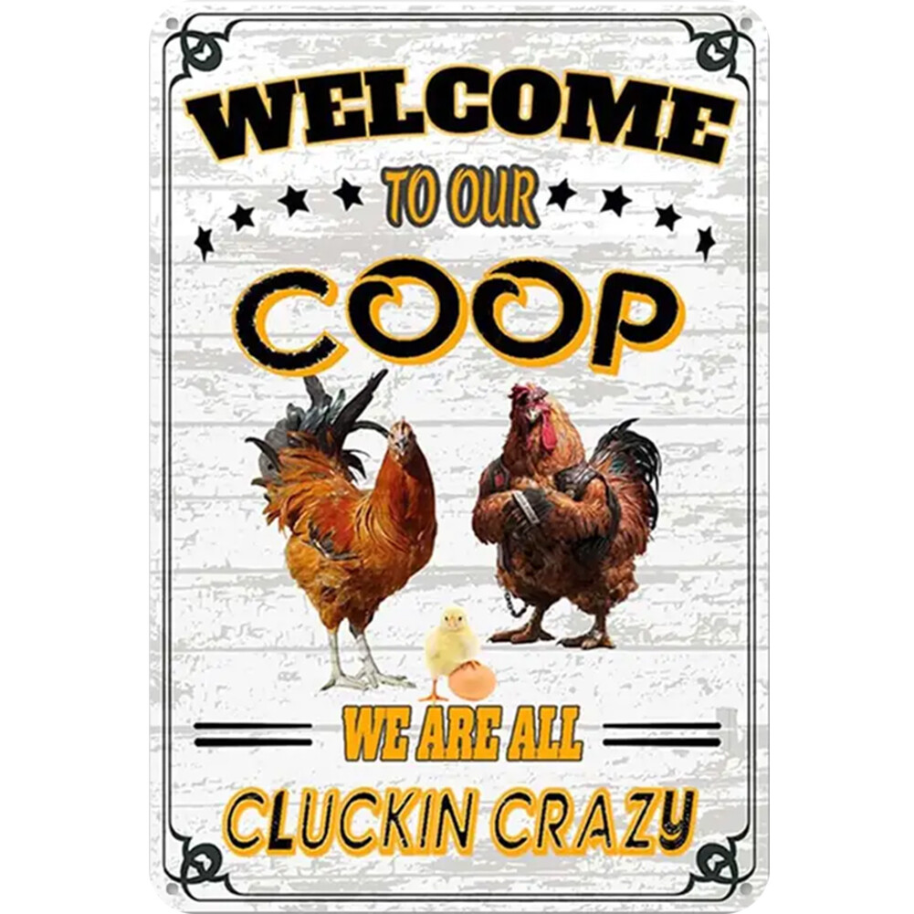 Vintage Metal Plate Chicken Coop Rectangular Iron Painting Wall Art ...