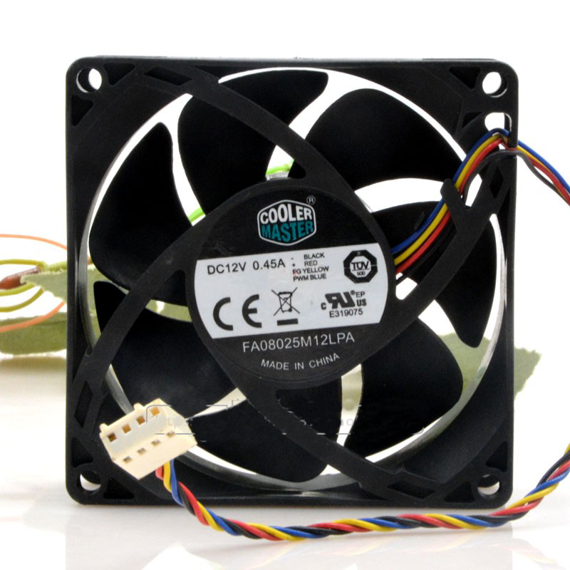 for Cooler Master FA08025M12LPA cooling fan 12V 0.45A 80*80*25MM 4wire ...