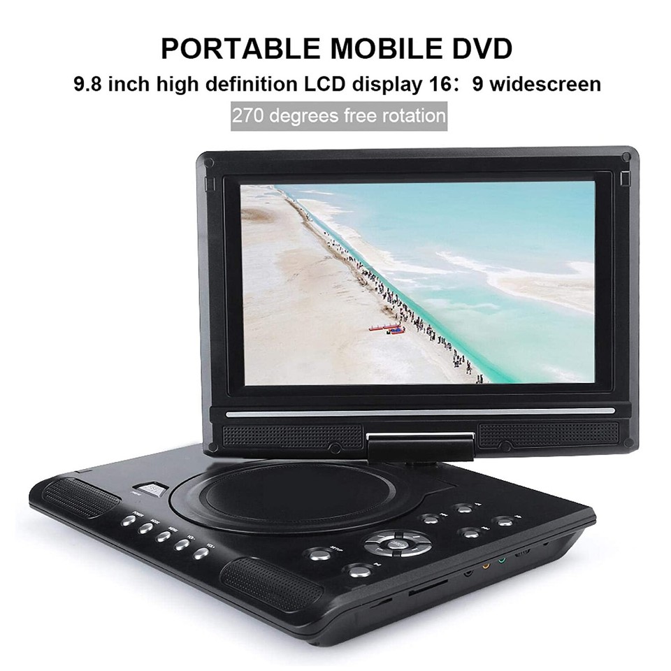 NEW 9.8" Portable DVD Player with HD Swivel Screen Support CD/DVD ...