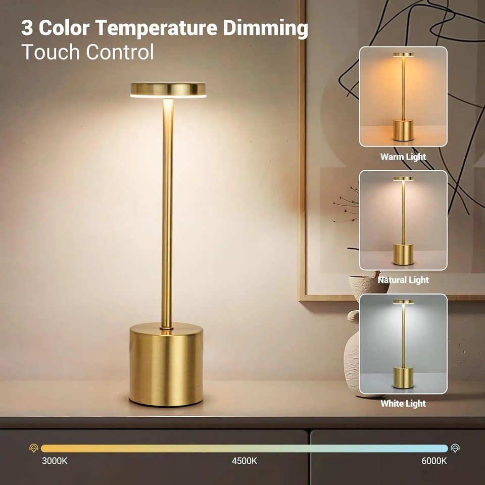 New Simple Led Rechargeable Touch Table Lamp 3 Colors Bedside Ambient ...