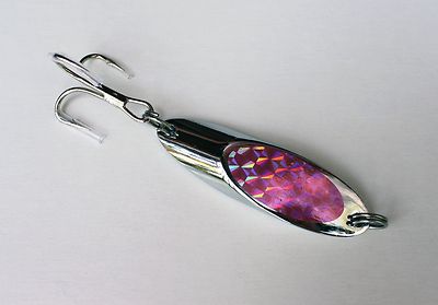 PACK OF 2 MR CHAMP Casting Spoon 2oz Holographic Fishing Lure Treble ...