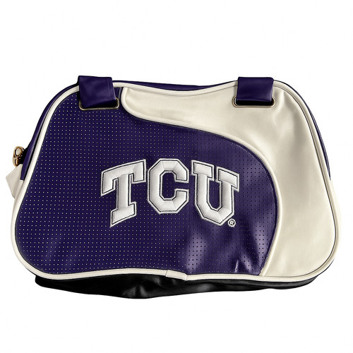 TCU Horned Frogs Purse Handbag Bowler Style Zipper Top 13x8 Medium NCAA ...