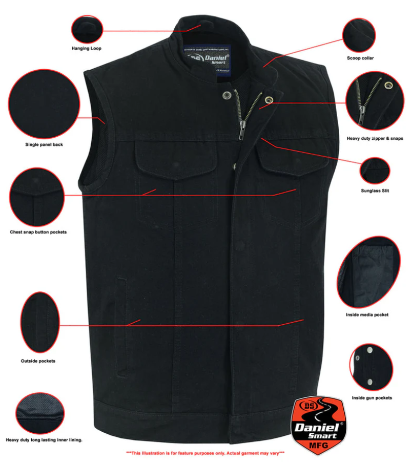 NEW Daniel Smart Axel Men's Denim Motorcycle Vest S NWT | eBay