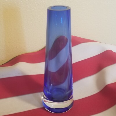LSA International Krosno Cobalt Blue VASE Sommerso Hand Blown Polish ...