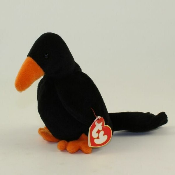 1995 Ty Beanie Baby CAW The Crow Bird 1st Gen Tush 3rd Gen Hang Ver 3 ...