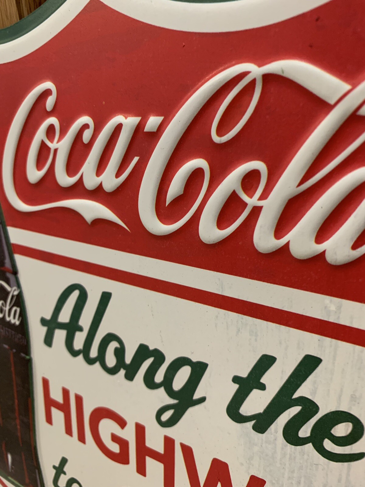 Coca Cola Metal Sign Highway Road Street Coke Vintage Style Button ...