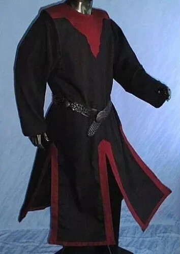 Halloween Costume MEDIEVAL BLACK KNIGHT Tunic Renaissance Clothing ...