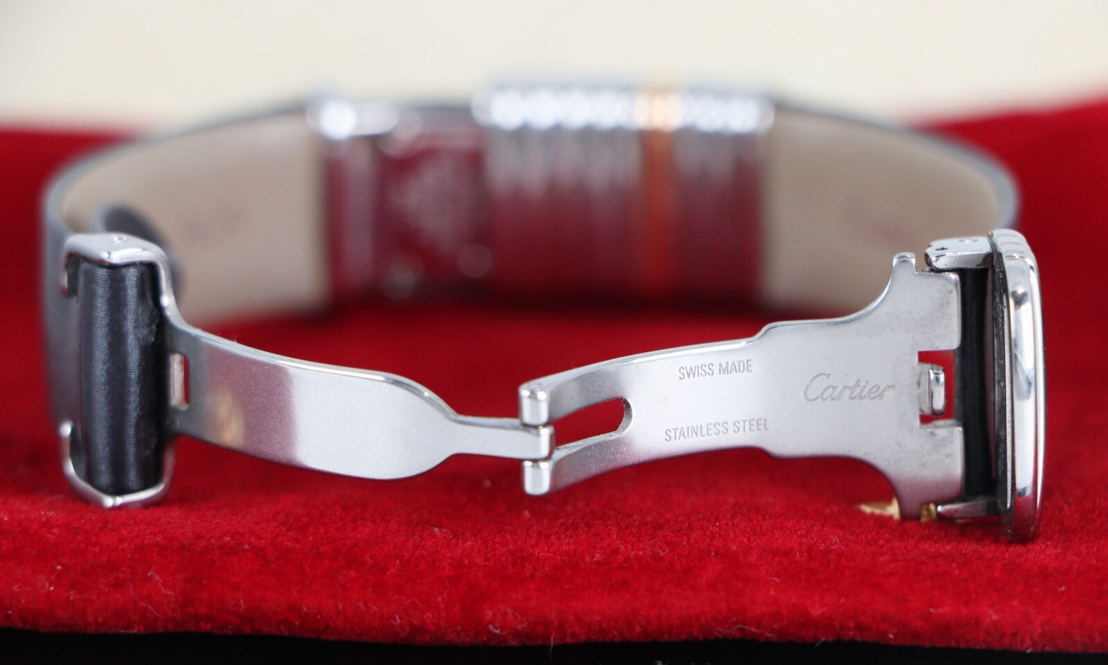 Cartier Declaration 18k Rose White Gold Diamond Bar Titanium Wrist ...