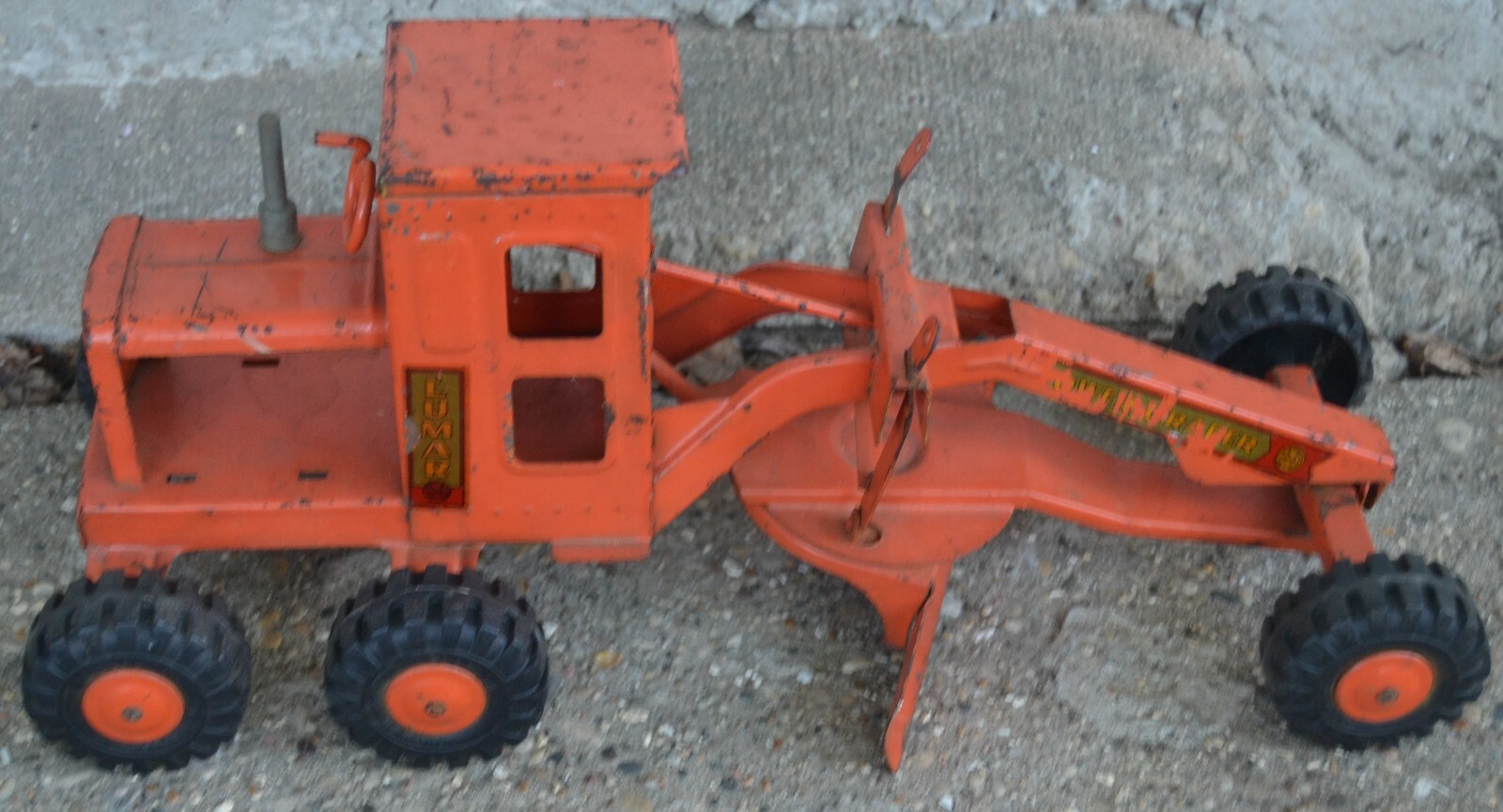 Marx Toy Lumar Power Road Grader Pressed Steel Orange USA Toy Vintage ...