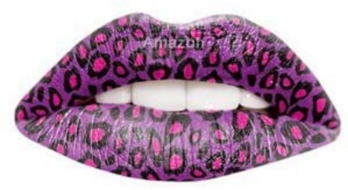 Passion Lips Purple Cheetah Leopard Temporary Lip Tattoo Halloween ...