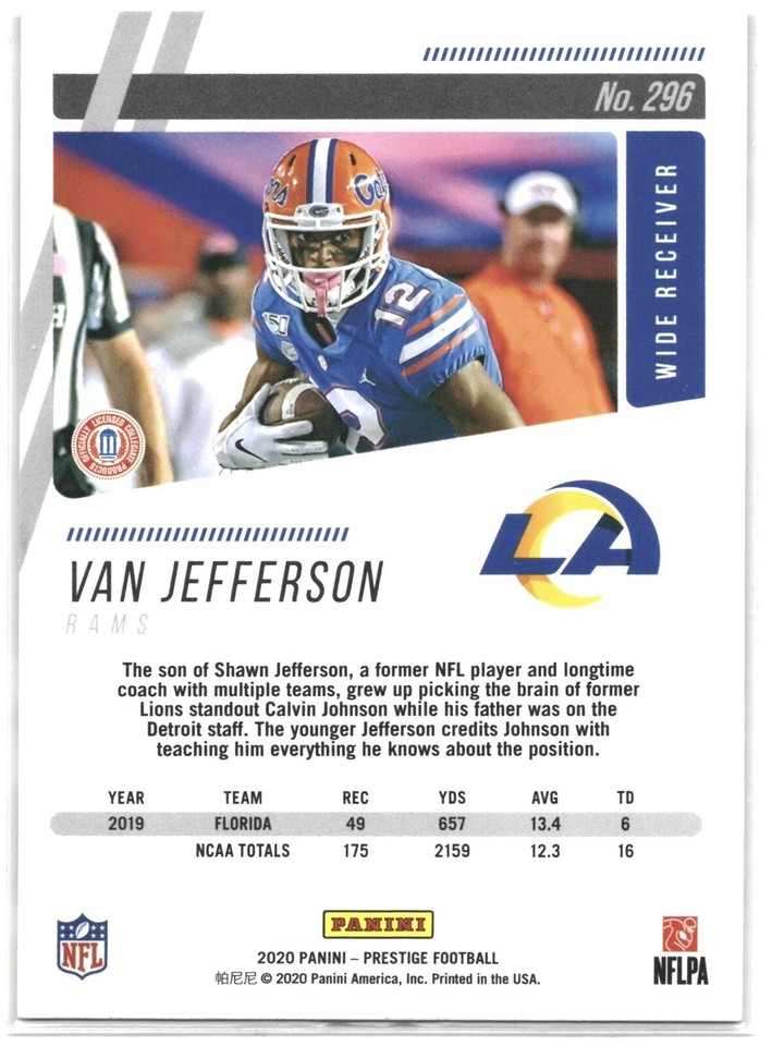 2020 Prestige Van Jefferson Los Angeles Rams Rookie Card #296 | eBay