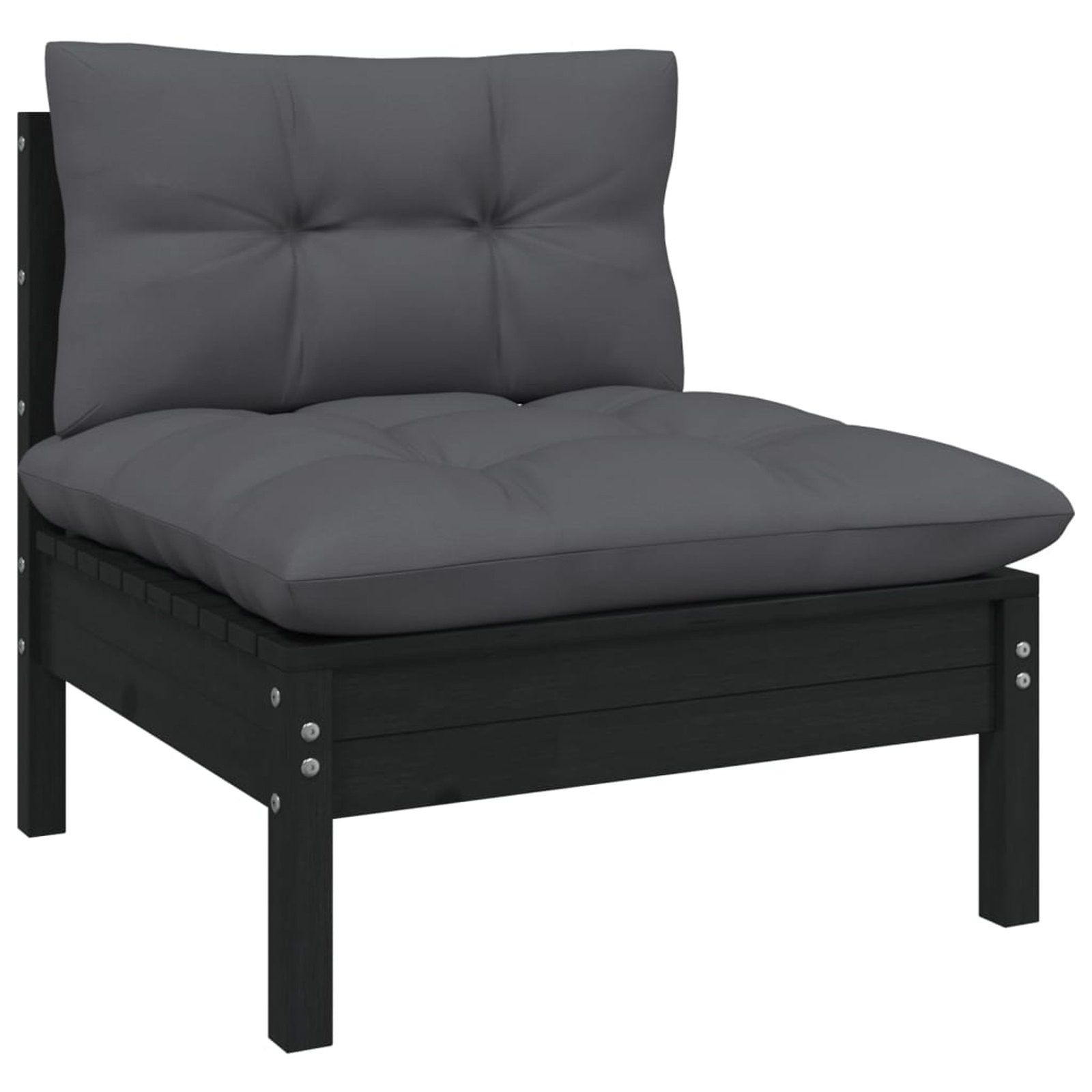 12 Piece Garden Set with Cushions Black Pinewood B7I5 | eBay