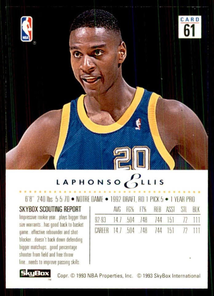 1993-94 SkyBox LaPhonso Ellis Basketball Cards #61 | eBay
