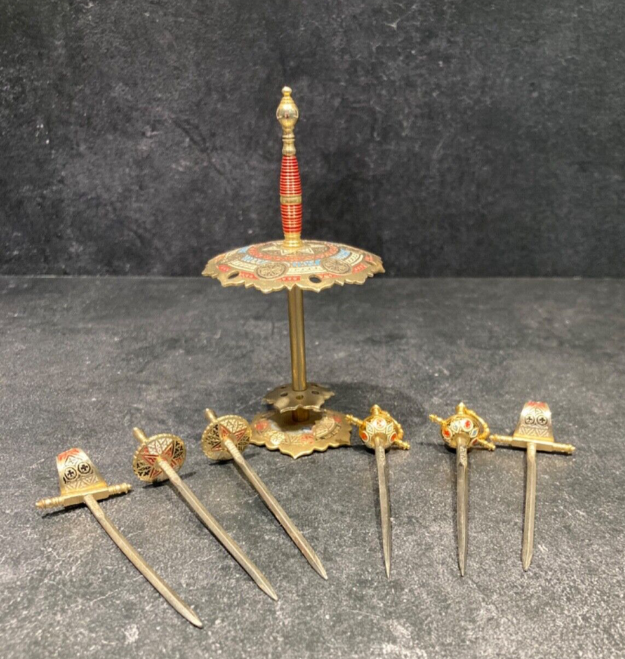 MCM Cocktail Swords Picks Toledo Spain Stand Appetizer Picks 7-piece ...