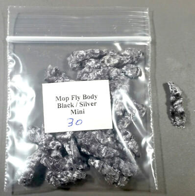 30 Mop Fly Body Material for Fly Tying - Mini Black / Silver - Two tone ...