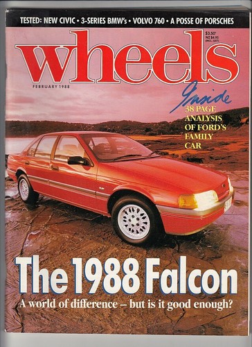 Feb 1988 WHEELS Mag EA FALCON 38p Release Issue BMW E30 325i VOLVO 760 ...