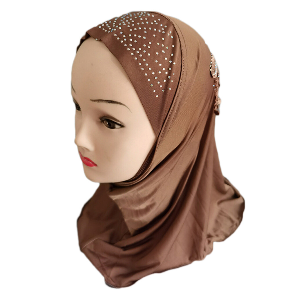 Kids Girls Muslim Turban Islamic Hijab Arab Underscarf Headwear Shawl ...