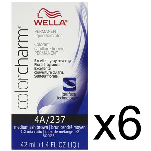 SALON WELLA COLOR CHARM PERMANENT DYE LIQUID 4A/237 MEDIUM ASH BROWN ...