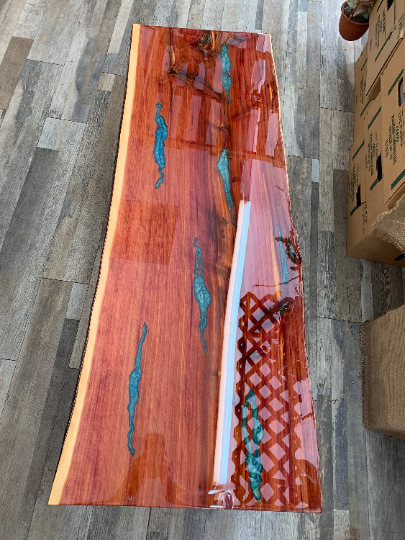 Handmade Live Edge Epoxy River Table / Bench Red Cedar Coffee (48in ...