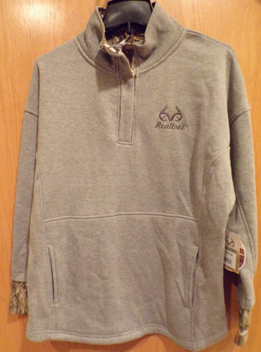 Gray REALTREE Pullover Fleece 1/4 Snap SHIRT~Women's Size SMALL~NEW w ...