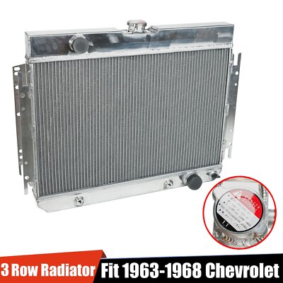 52mm Aluminum Radiator 3 Row For 1963-1968 Chevy Impala L6 V8 /1964-67 ...
