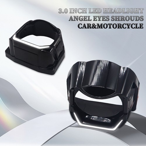 3.0'' LED Angel Eyes Black Shrouds Fit Car Motor Headlight Xenon ...