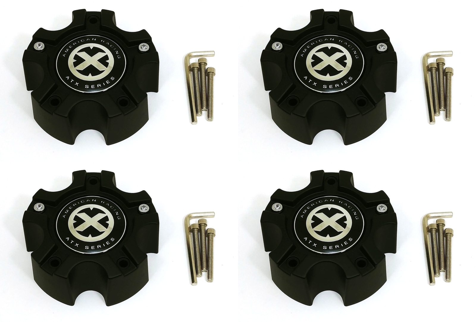 4 ATX Series M-Black Wheel Center Hub Caps for 5Lug AX188 Ledge AX195 ...