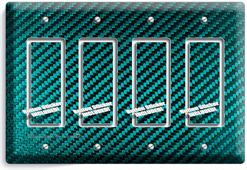 TURQUOISE CARBON FIBER LOOK LIGHT SWITCH OUTLET COVER WALL PLATES ...