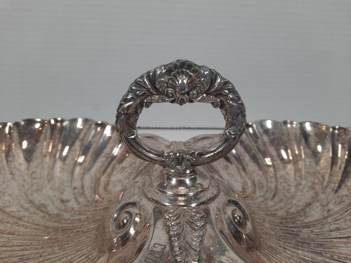 Antique Crescent Silver Co SilverPlated Double Shell Footed Serving ...