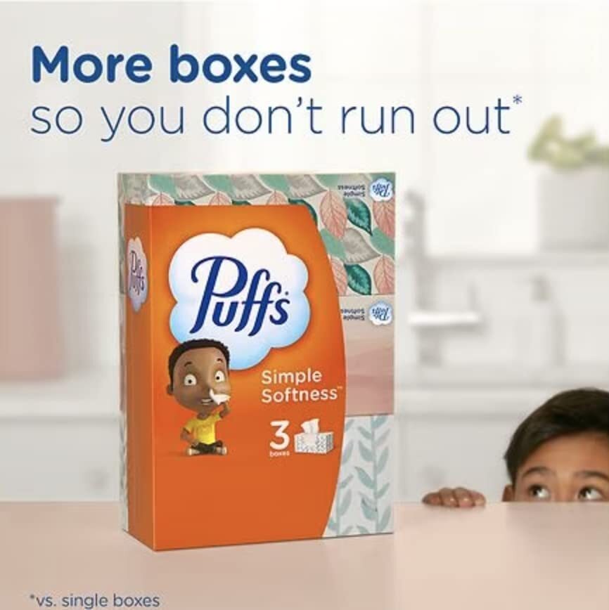 Puffs Basic Facial Tissues - 2 Ply - Assorted - 180 per Box - 24 ...