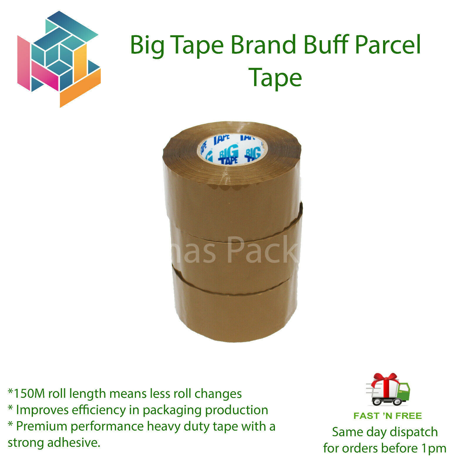 Big Tape Clear&Buff Packaging Parcel Packing Tape Strong Extra Long ...