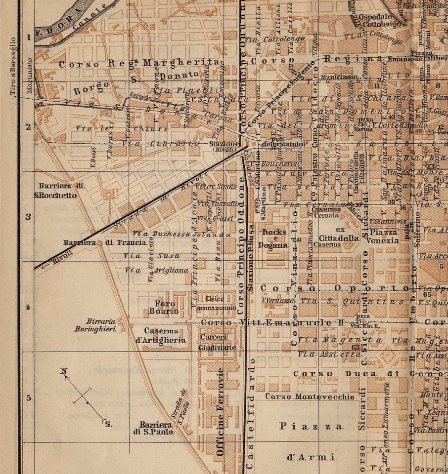 1899 ORIGINAL ANTIQUE CITY MAP OF TURIN TORINO / PIEDMONT / ITALY | eBay