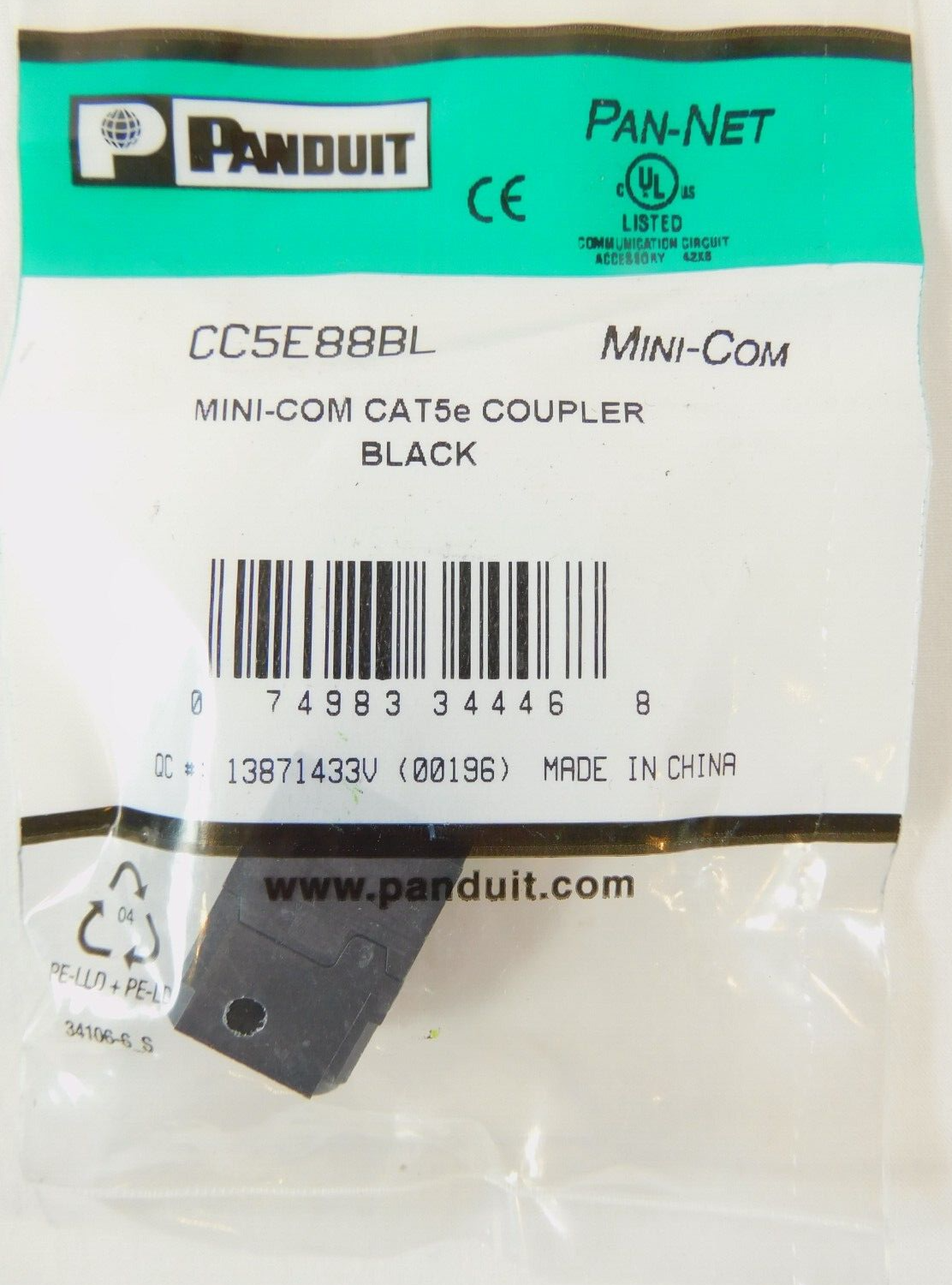 Cat5e Coupler Panduit UTP RJ45 Module Black CC5E88BL Mini-Com ...