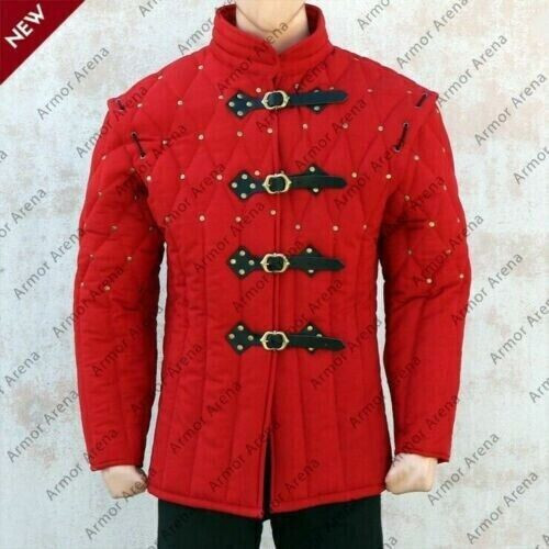 New Thick Padded Cotton Gambeson Red Medieval Costume Armour | eBay