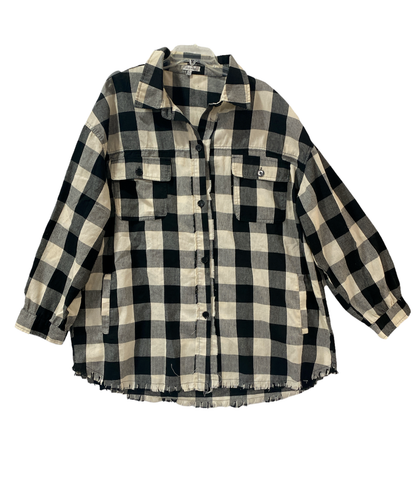 WHITE BIRCH Top Button Down Oversized Buffalo Plaid Shacket Woman's 1X ...
