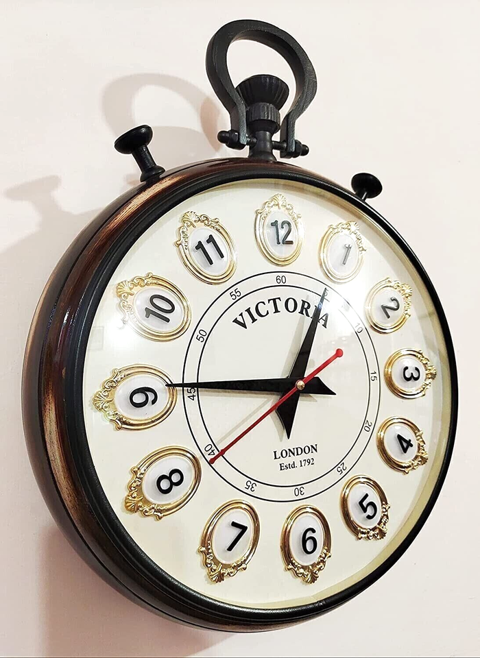 Handmade 15" Wooden Wall Clock Antique Wall Decorative Big Size Clock ...