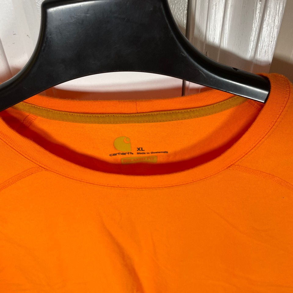 Carhartt Force T Shirt Mens XL Orange Force Work High Visibility Outdoor | eBay