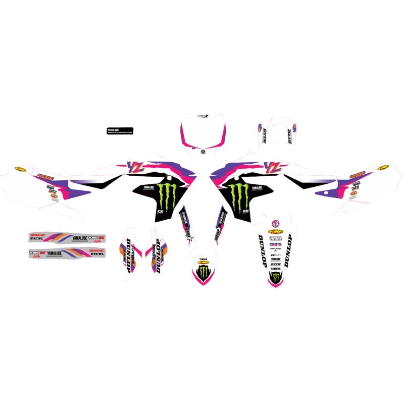 DCOR - 20-50-605 - YZ Retro Monster Energy Complete Graphics Kit, White ...